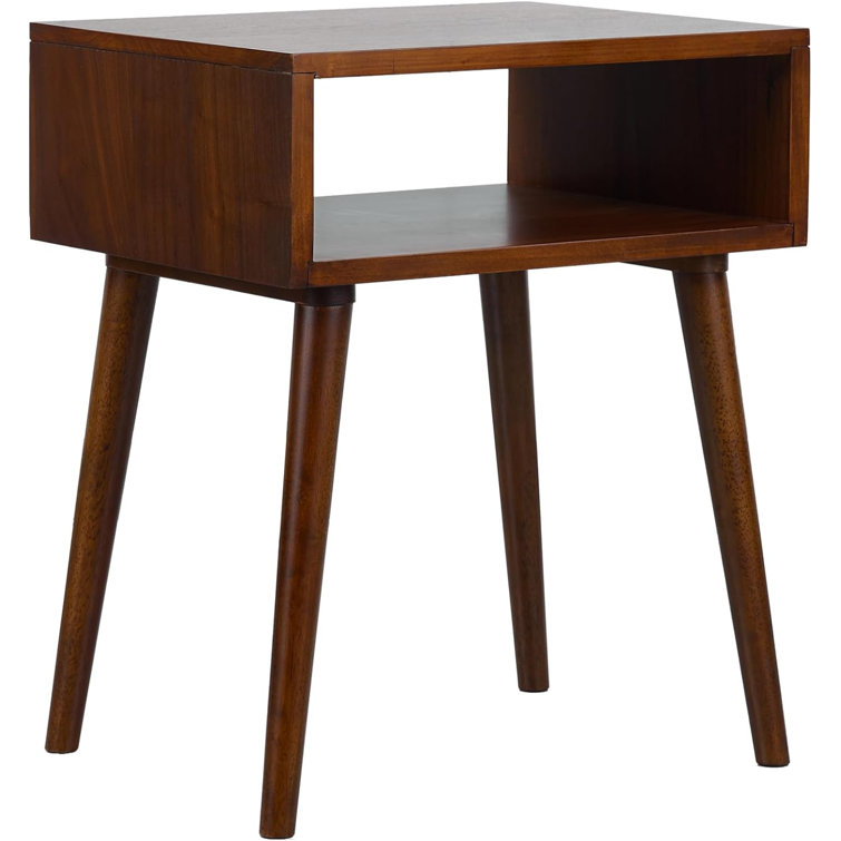 NTC Zoe Solid Wood Nightstand Mid Century Modern Side Table Bedroom Bedside Furniture Night Stand End Table Easy Assembly Dark Walnut